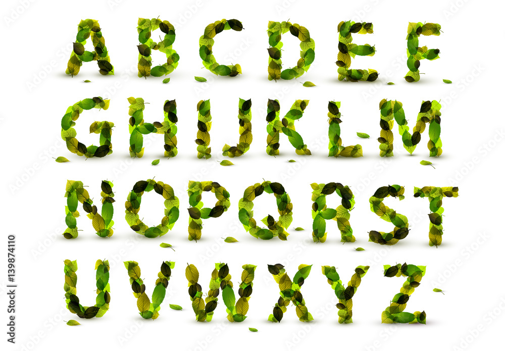 Green Leaf Alphabet Set Stock Template | Adobe Stock