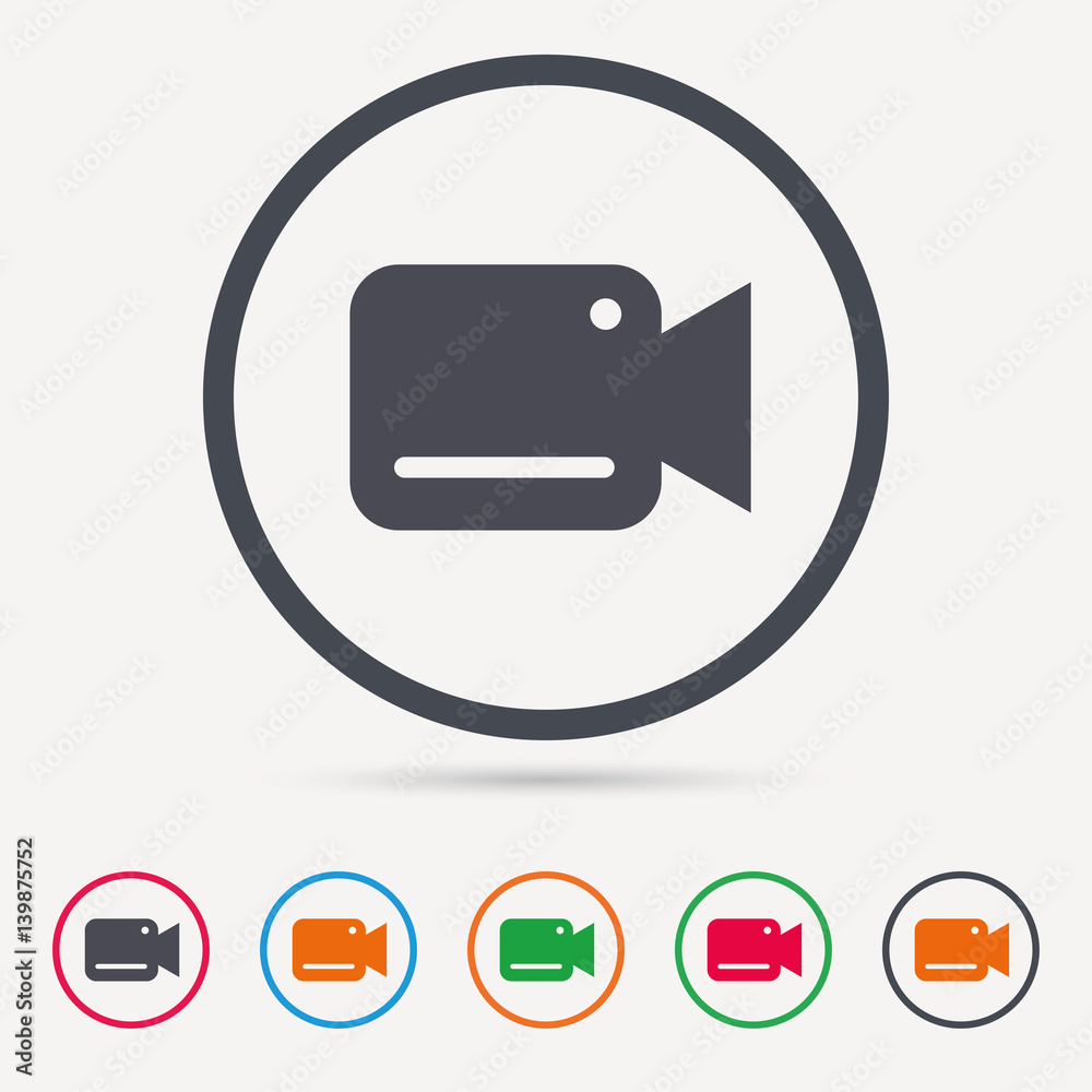 Video camera icon. Film recording cam symbol. Security monitoring ...