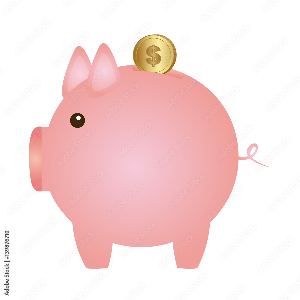 pink pig that save coin icon, vector illustraction design image Stock ...