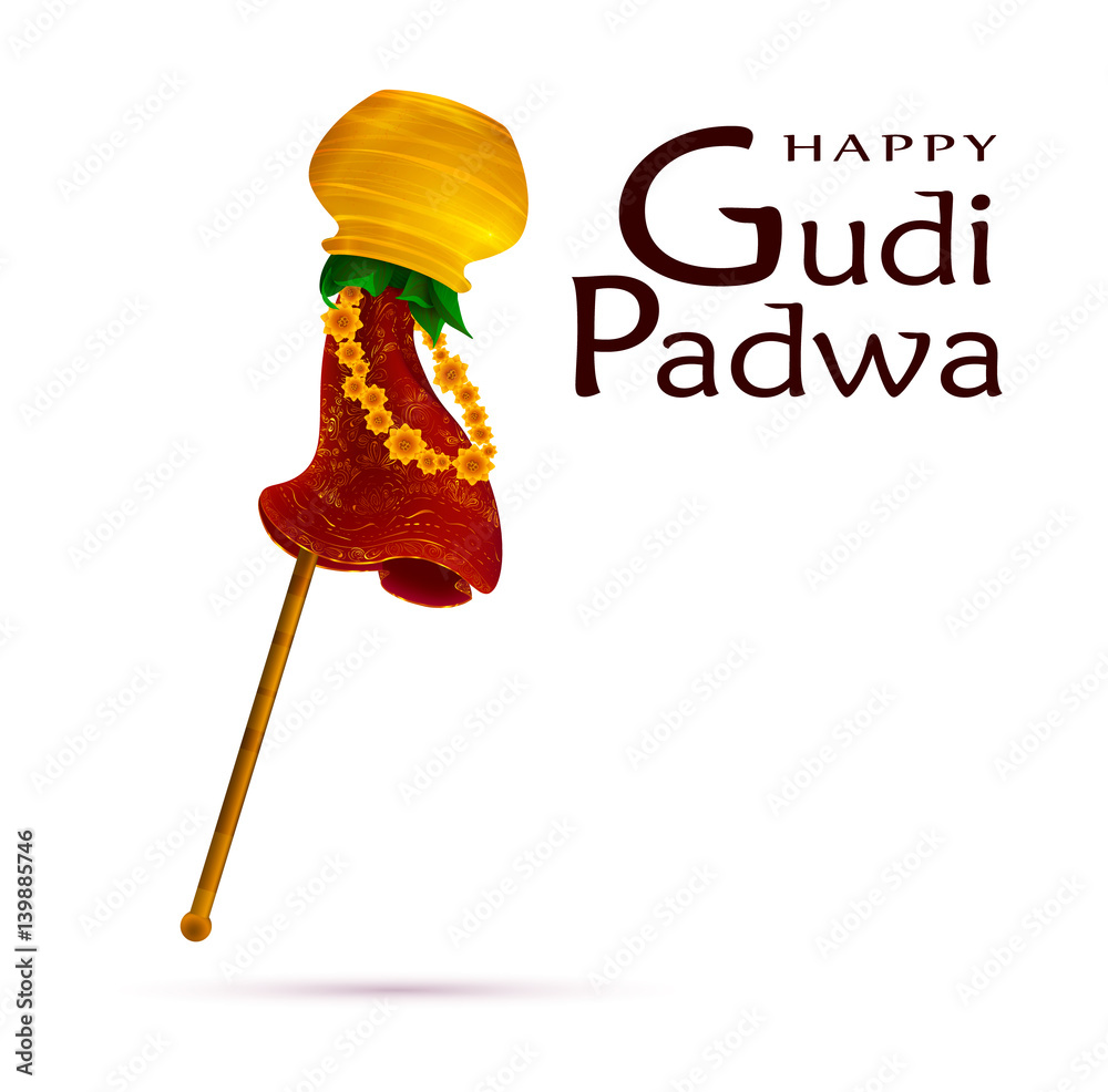 Happy Gudi Padwa celebration, India template, greeting card,.. Hand ...