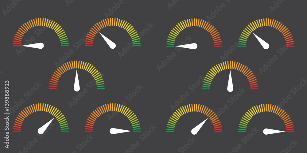 meter signs infographic gauge element from red to green and green to ...