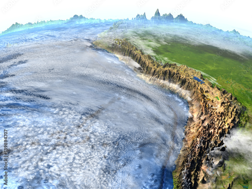 Amazon rainforest on Earth - visible ocean floor Stock Illustration ...