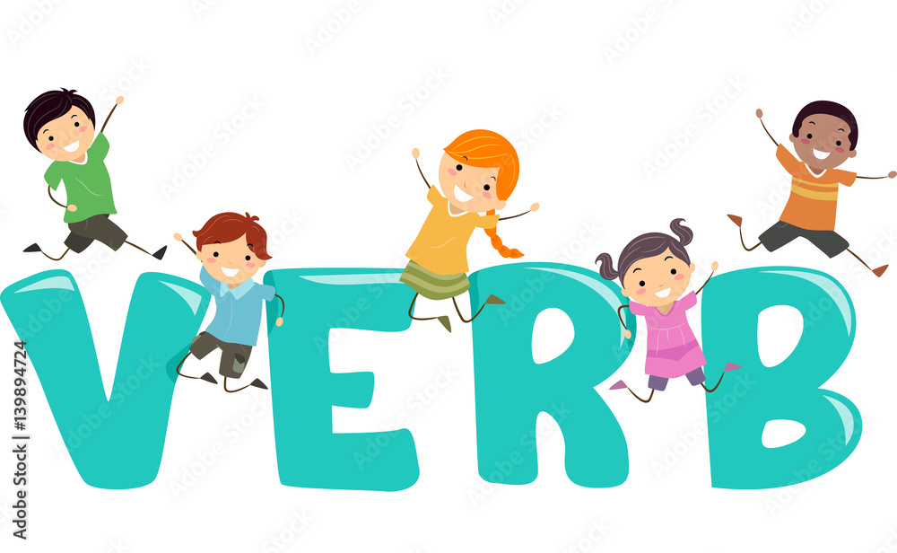 Verb Lettering Stickman Kids Stock Vector | Adobe Stock