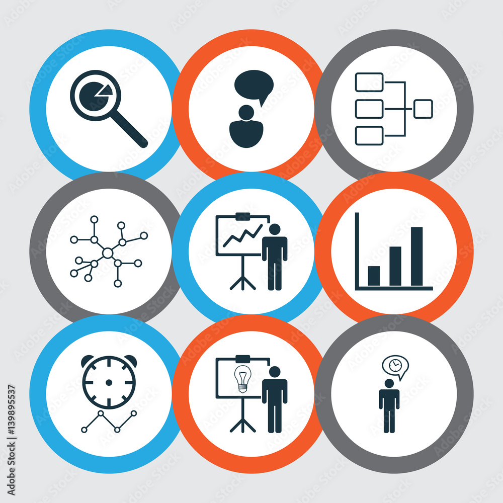 Set Of 9 Board Icons. Includes Reminder, System Structure, Opinion ...