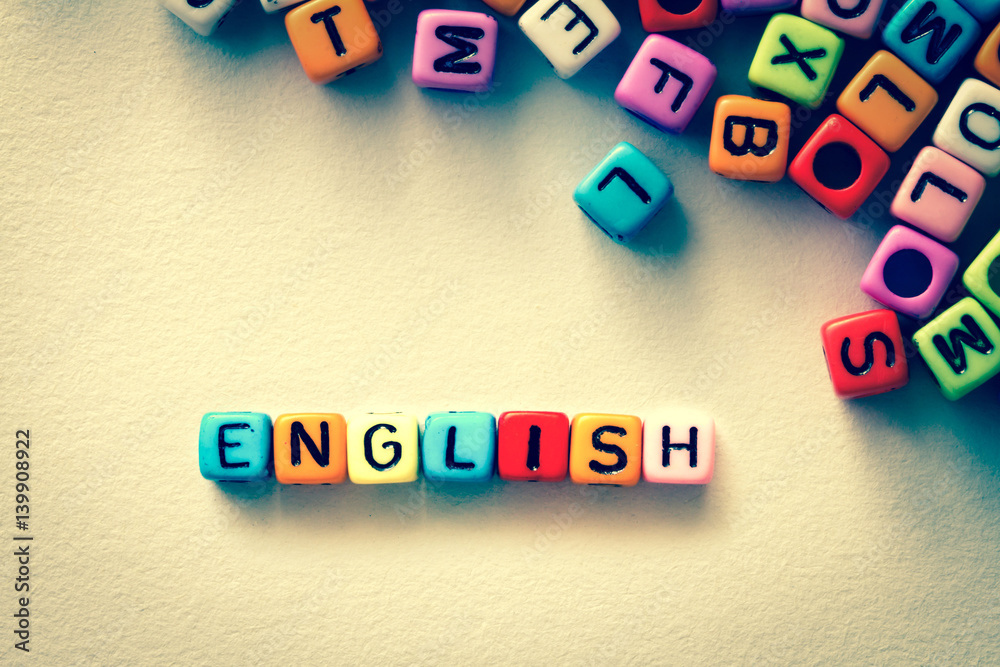 colorful english word cube on white paper background ,English language ...