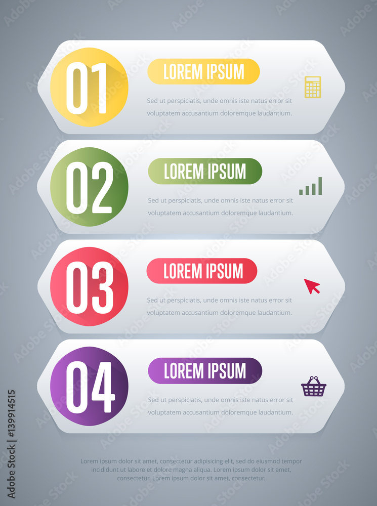 Abstract infographics elements concept with different stage and parts ...