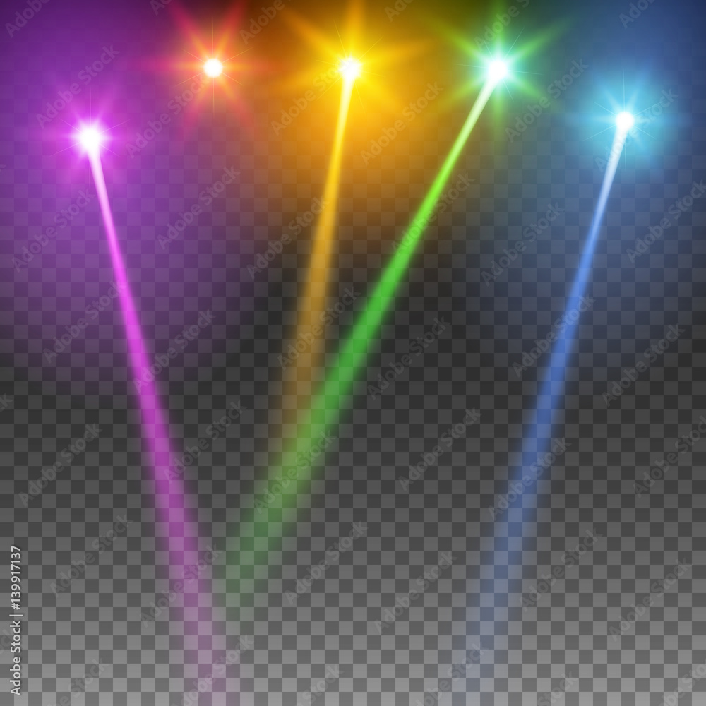Special light effects. Realistic vector bright projectors for scene ...
