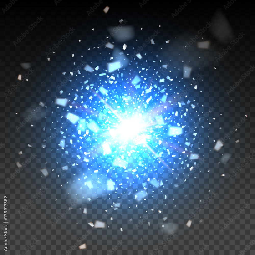 Blue glitter particles background effect. Light effect in an explosion ...