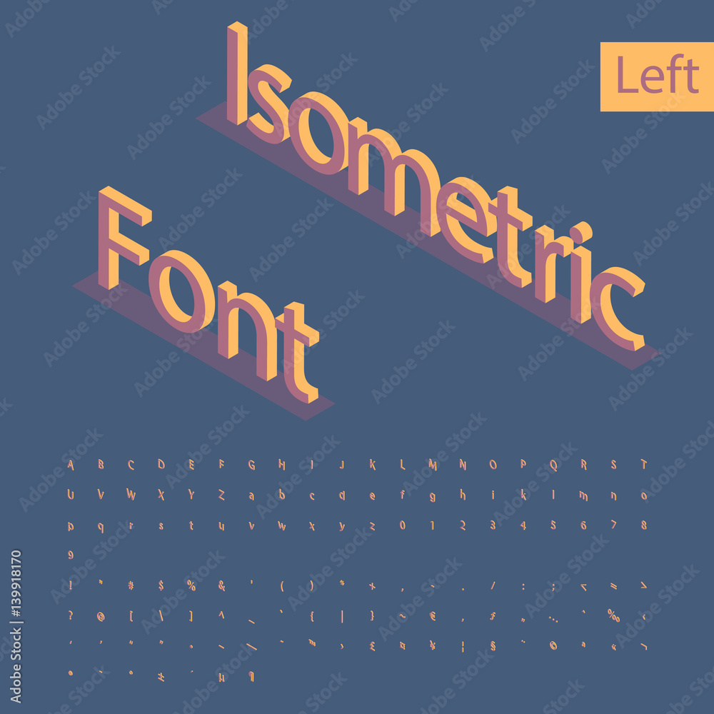 3d Isometric Alphabet Font. Letters, Numbers and Symbols. Three ...