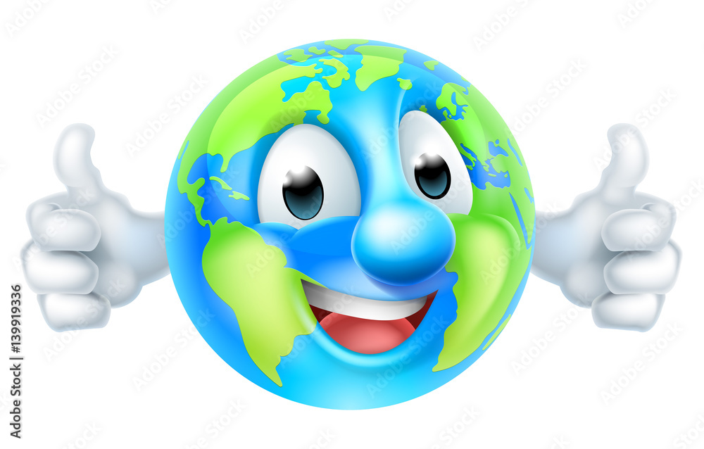 Cartoon World Earth Day Thumbs Up Globe Character Stock Vector | Adobe ...