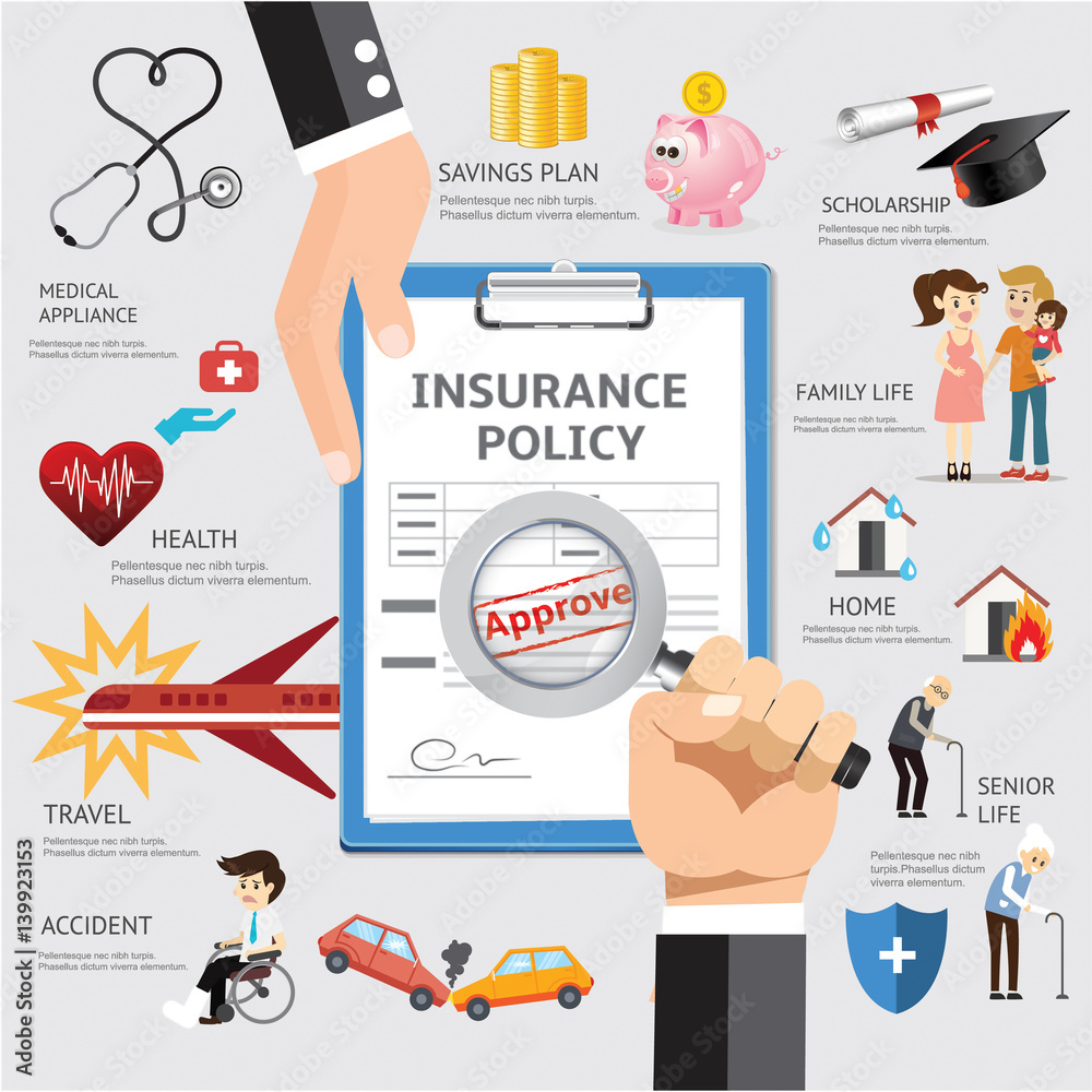 Life & Health insurance Policy services.Hand business agent put ...