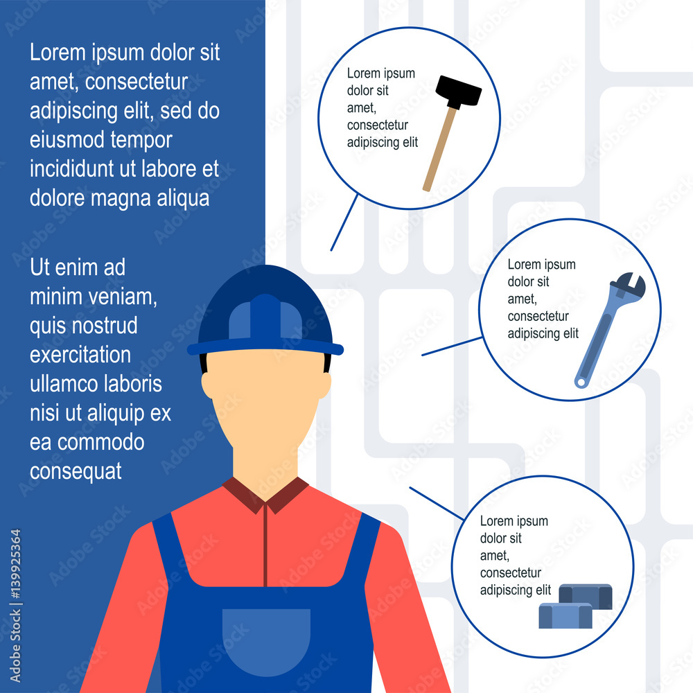 Plumber Vector illustration Template of poster with plumber and tools ...