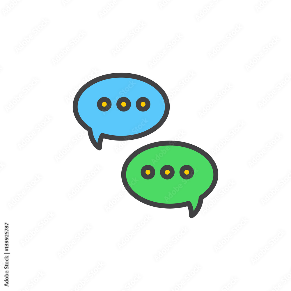Messages speech bubbles line icon, filled outline vector sign, linear ...