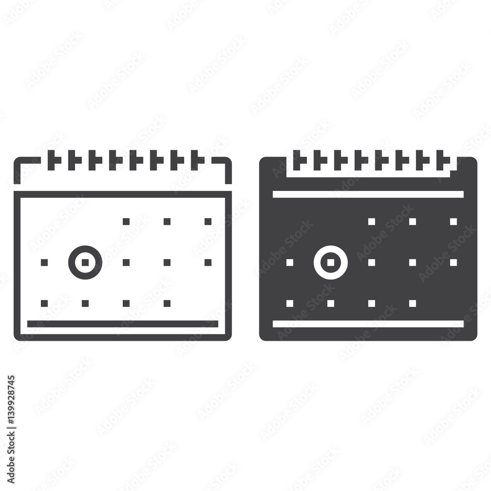 Calendar line icon, event outline and filled vector sign, linear and ...