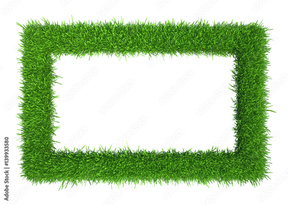 Green grass frame with copy-space. Square border template isolated on ...