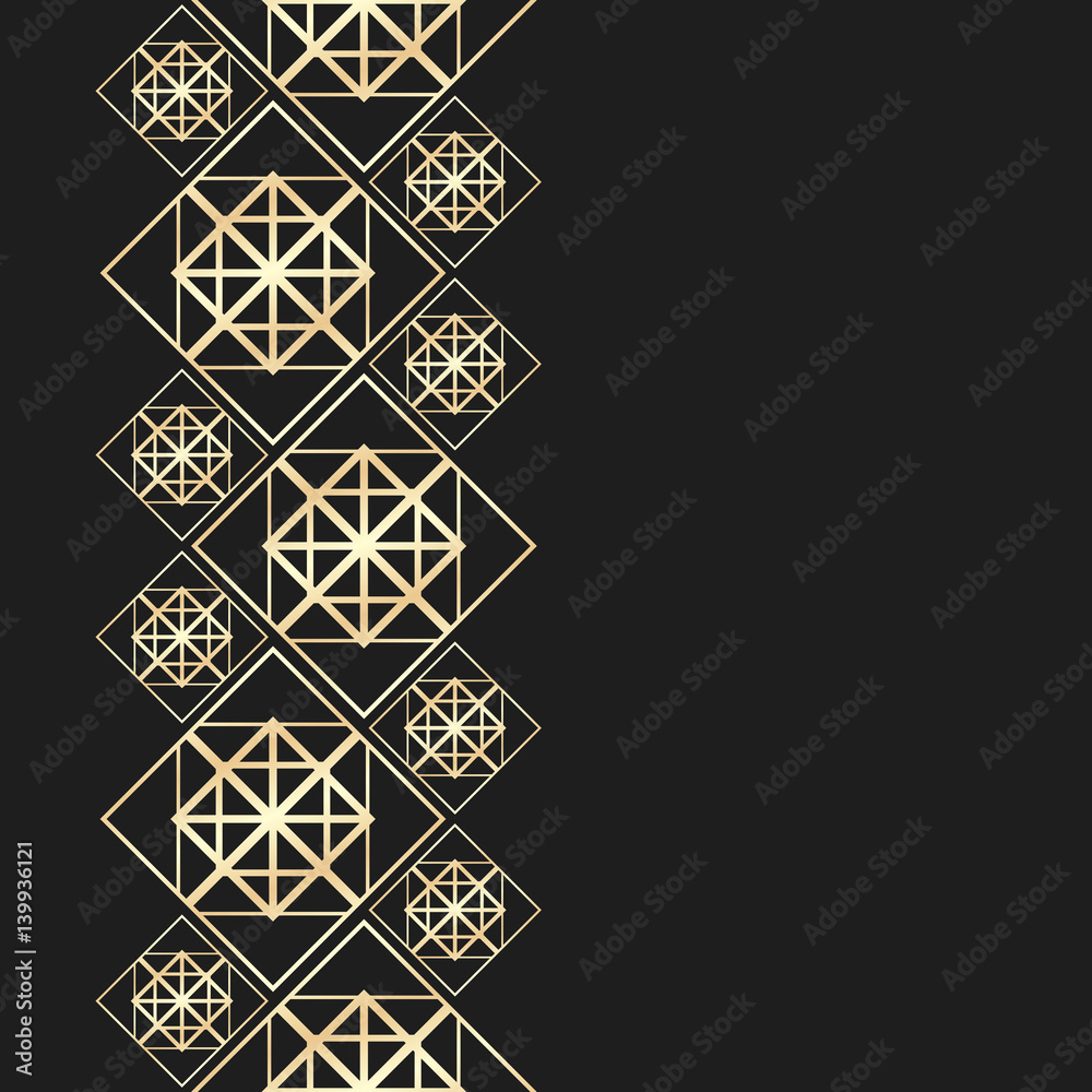 Golden frame in luxury style. Seamless border for design. Black and ...
