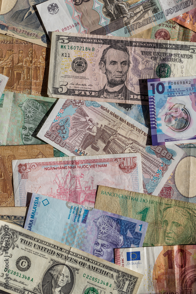Foreign currency notes from around the world Stock Photo | Adobe Stock