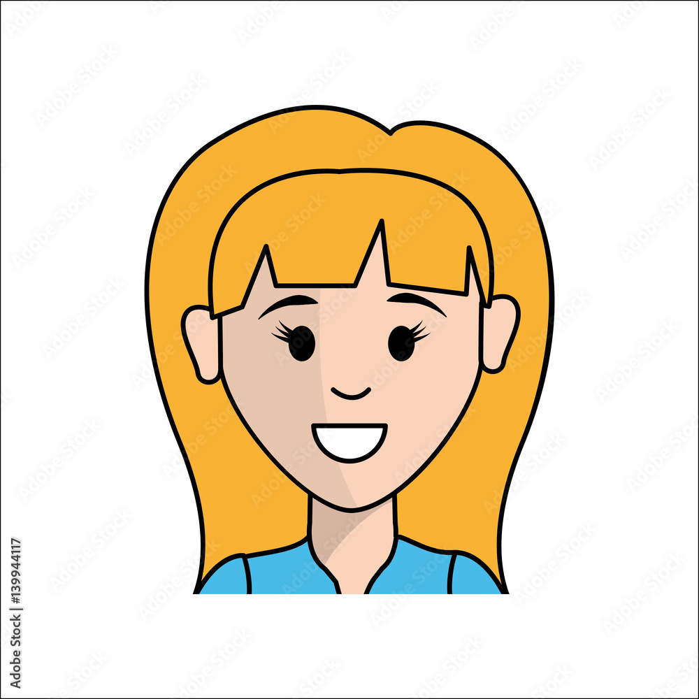 People Happy Face Woman Icon Stock Vector Adobe Stock