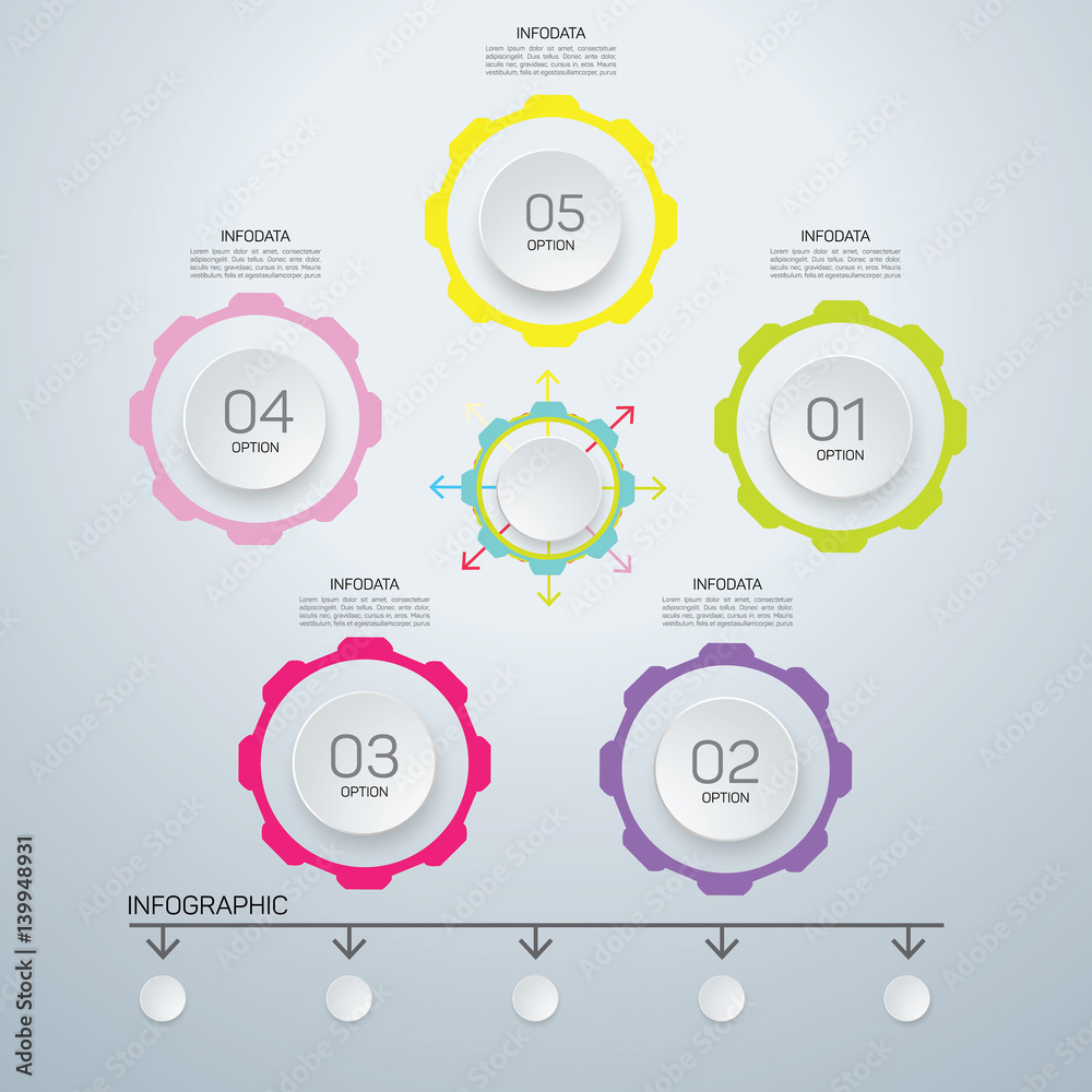 Infographic circle with 5 options. Round chart for business ...
