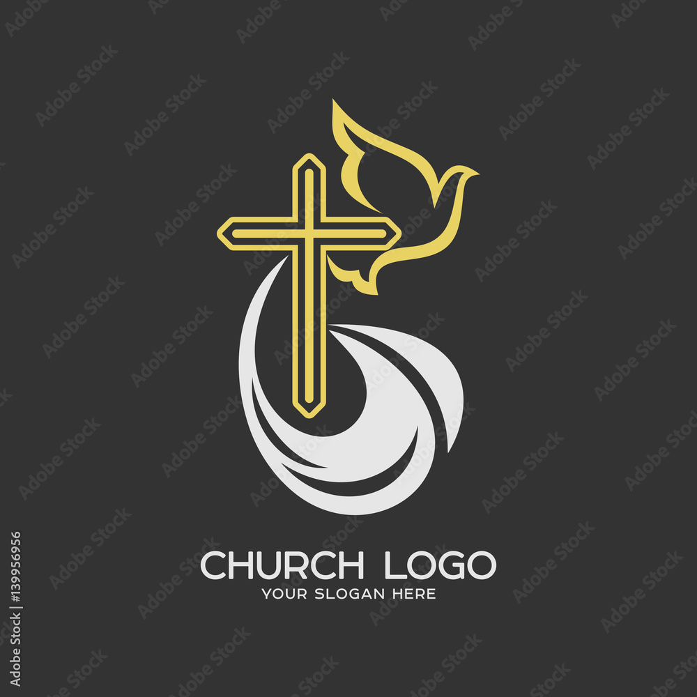 Church logo. Christian symbols. The cross of Jesus Christ and the Holy ...