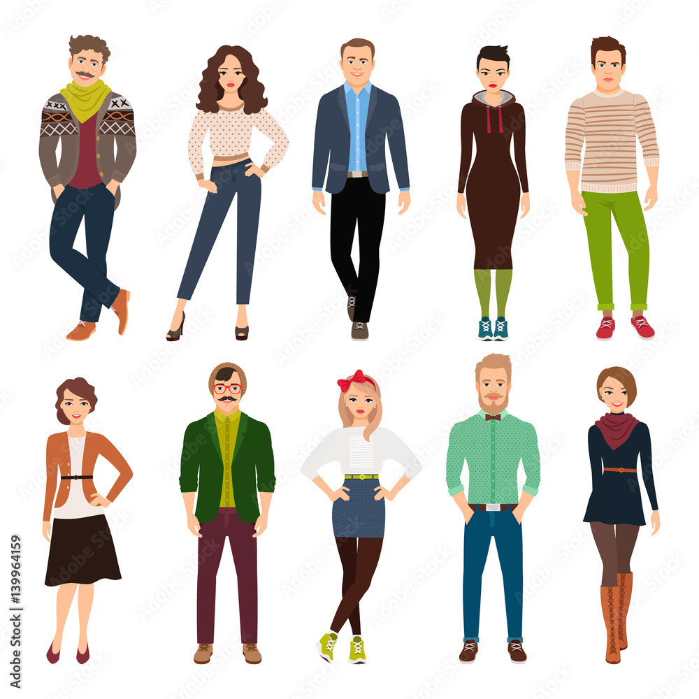 Cartoon young fashion people Stock Vector | Adobe Stock