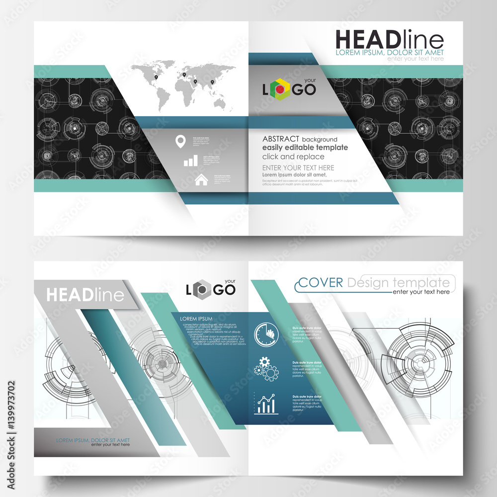 Business templates for square bi fold brochure, magazine, flyer ...