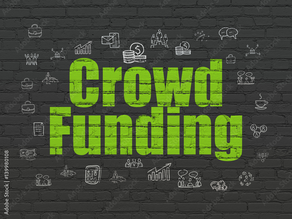 Finance concept: Crowd Funding on wall background Stock-Illustration ...