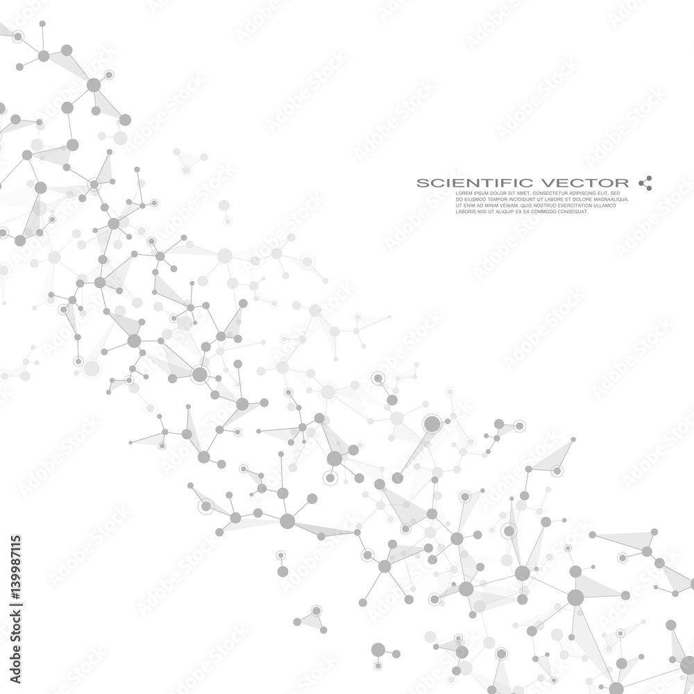Molecule Dna And Neurons Vector Molecular Structure Connected Lines With Dots Genetic
