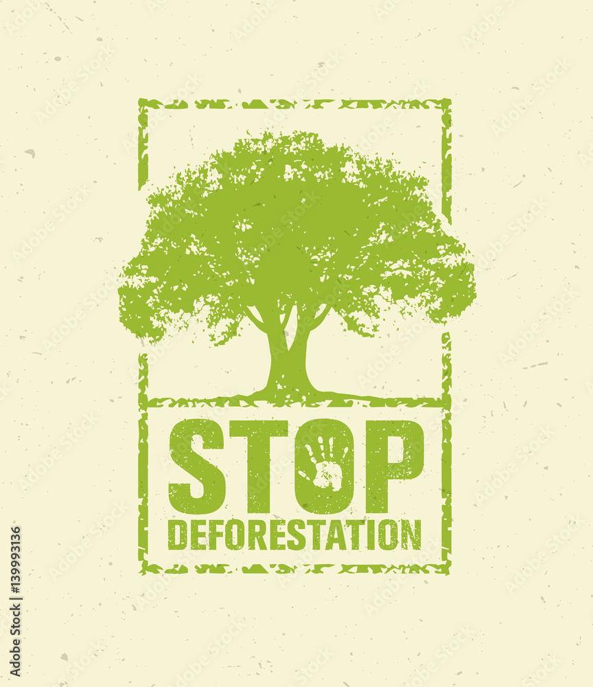 Stop Deforestation Eco Green Banner. Organic Creative Vector Design ...