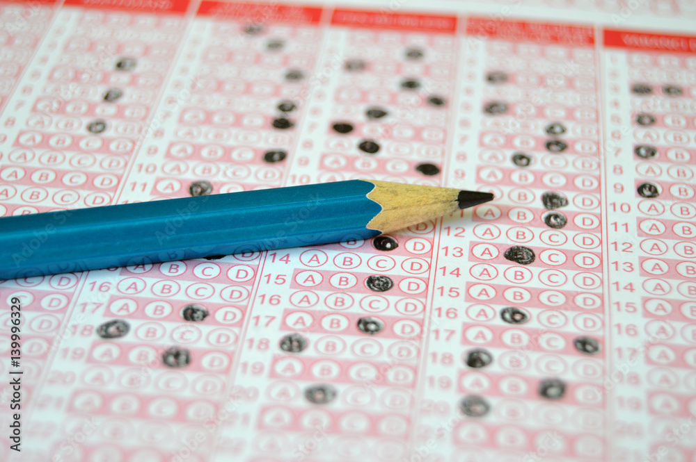 Exam optics, optical paper, student and exam optics paper, marked ...