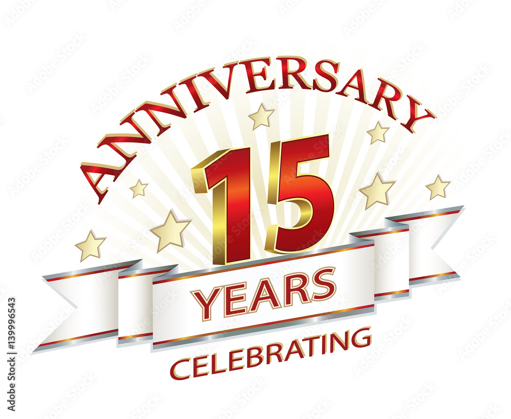 Anniversary card with 15 years on a light background. Vector ...