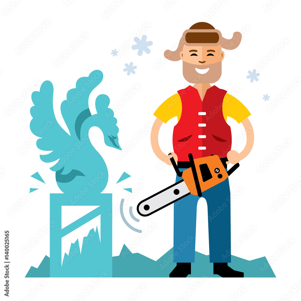 Vector ice carving. Flat style colorful Cartoon illustration. Stock ...