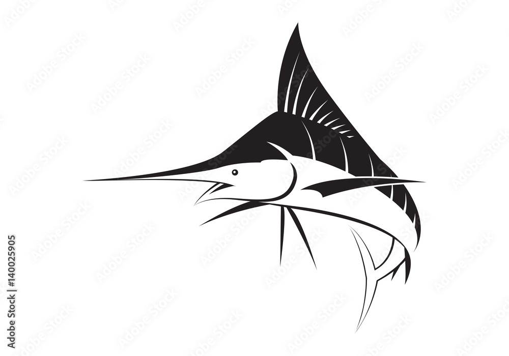 graphic marlin fish, vector Stock Vector | Adobe Stock