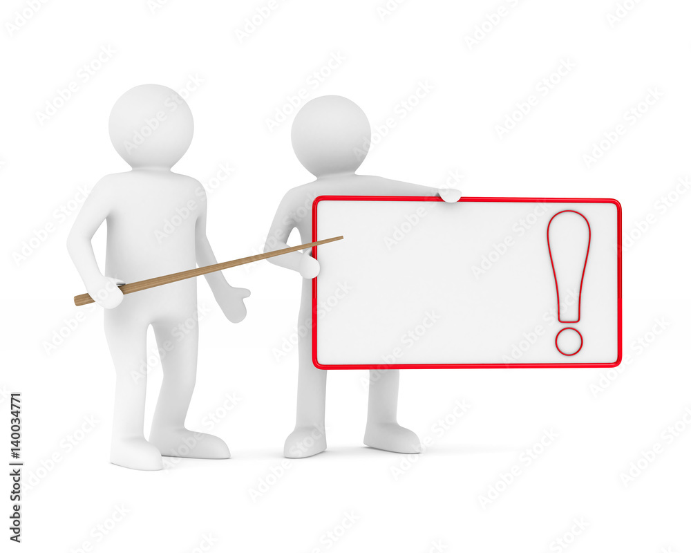 billboard with exclamation point on white background. Isolated 3D image ...