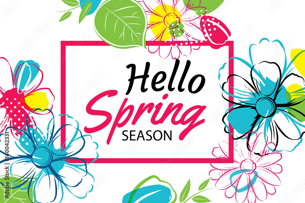 Spring season banner template background with colorful flower.Can be ...
