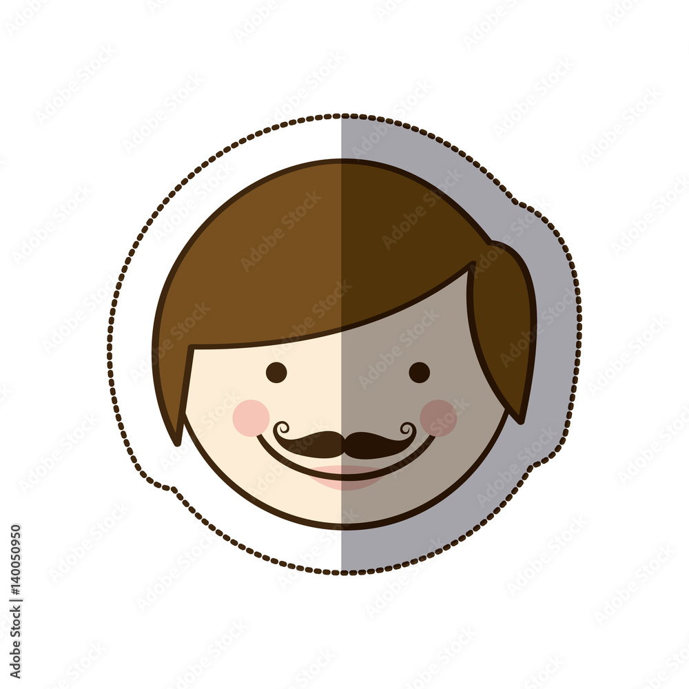 sticker front view colorful silhouette cartoon man father face vector ...