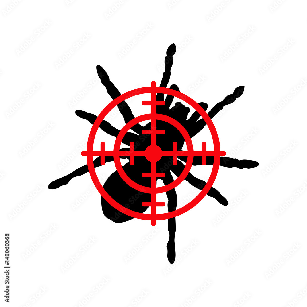 Icono plano silueta tarantula con target en fondo blanco Stock Vector ...