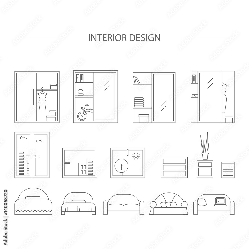 Linear interior design illustration Stock Vector | Adobe Stock