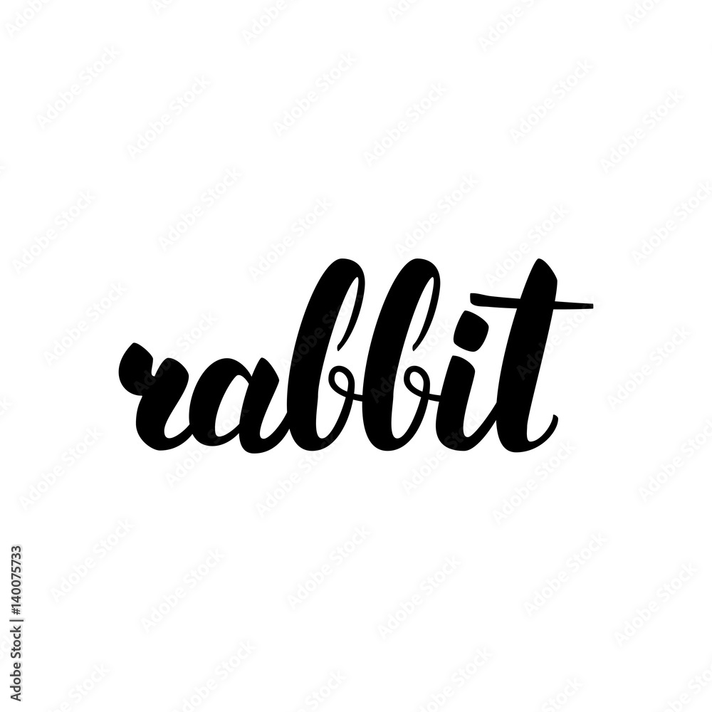 Rabbit Handwritten Calligraphy Stock Vector | Adobe Stock