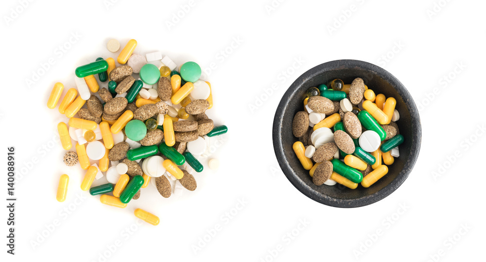 Pharmaceutical Medicine Pills and Tablets Mix Stock Photo | Adobe Stock