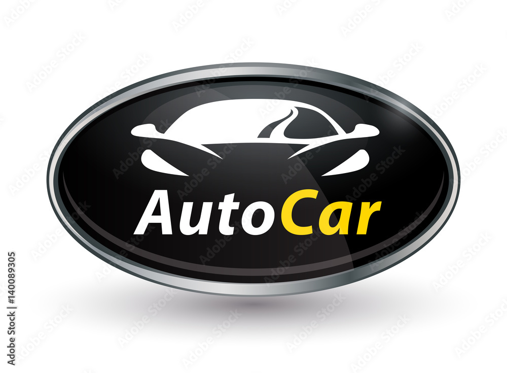 Concept auto vehicle dealership logo design of black and silver chrome ...