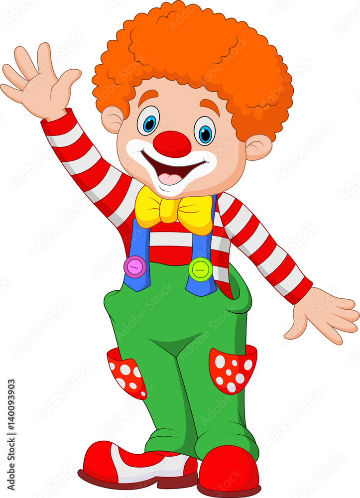 Cartoon happy clown waving hand Stock Vector | Adobe Stock