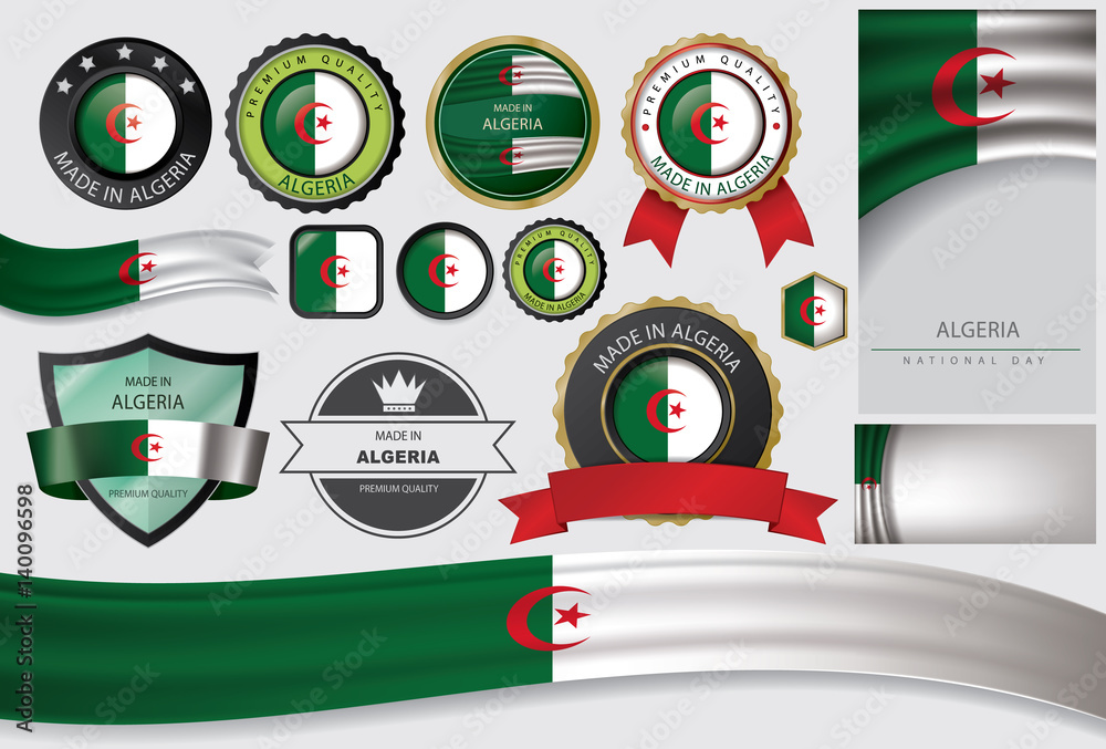 Made in Algeria Seal, Algerian Flag (Vector Art) Stock Vector | Adobe Stock