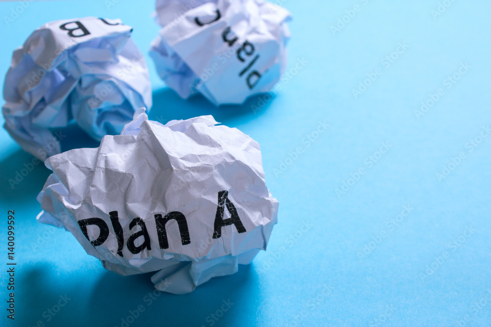 Crumpled paper Plan A B C Stock-Foto | Adobe Stock