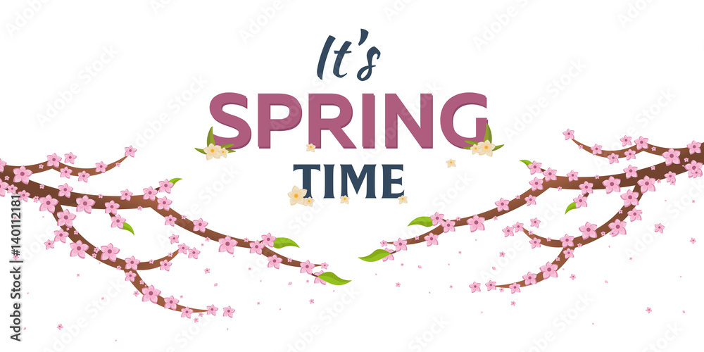 Spring banner. Background with sacura. Vector illustration. Stock ...