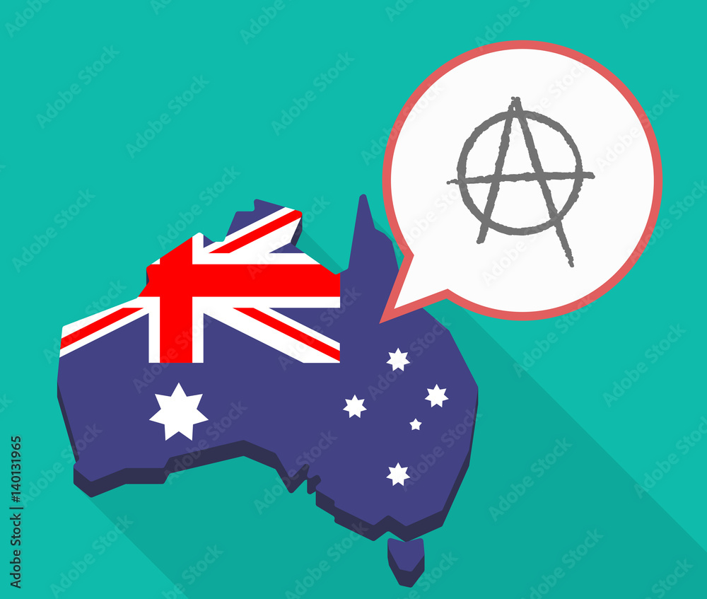 Long shadow map of Australia with an anarchy sign Stock Vector | Adobe ...