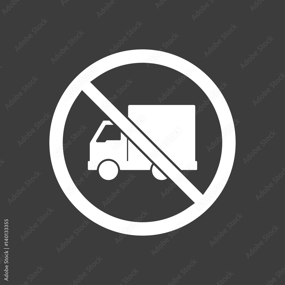 Isolated vector illustration of a delivery truck in a not allowed ...