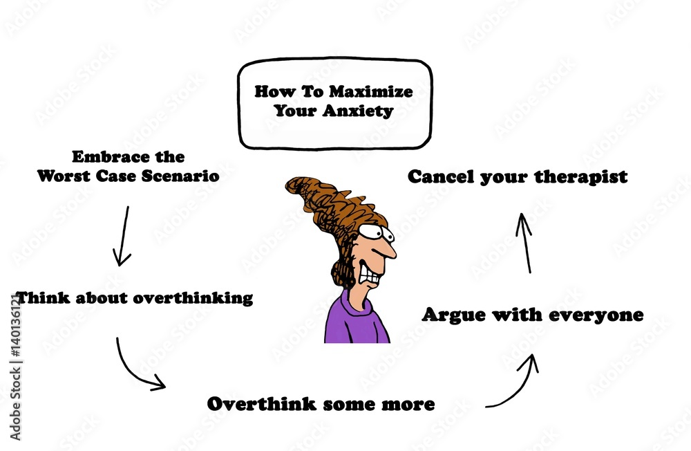 Cartoon illustration about different phases of anxiety. Stock ...