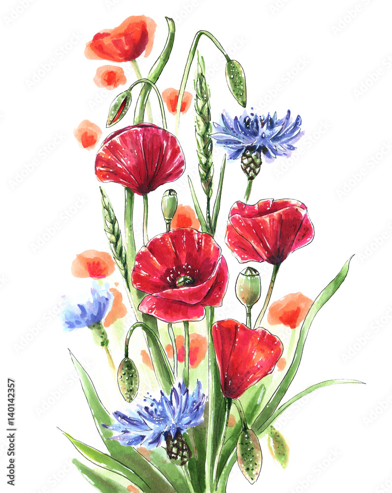 Cornflower Poppy Bouquet