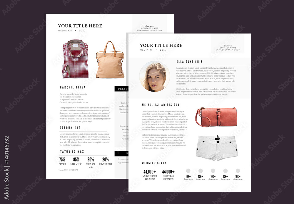 Chic Media Kit Layout Stock Template | Adobe Stock